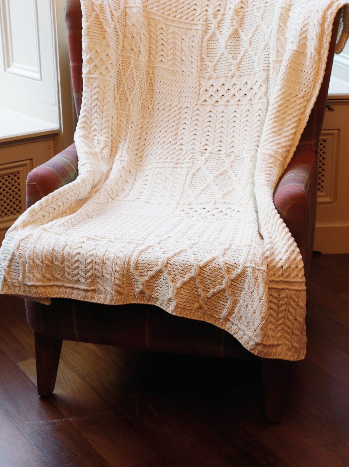 Knitted Throw with a Variety of Traditional Aran Patterns - Aran ...