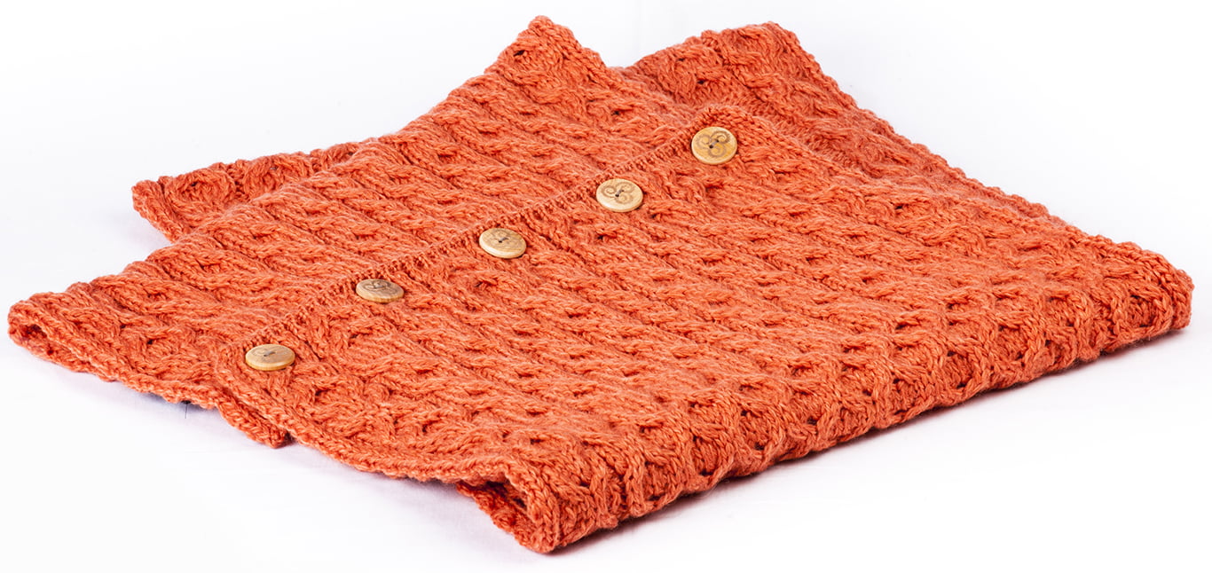 Merino Cable Knit Snood with Triskelion Buttons - Aran Islands Knitwear