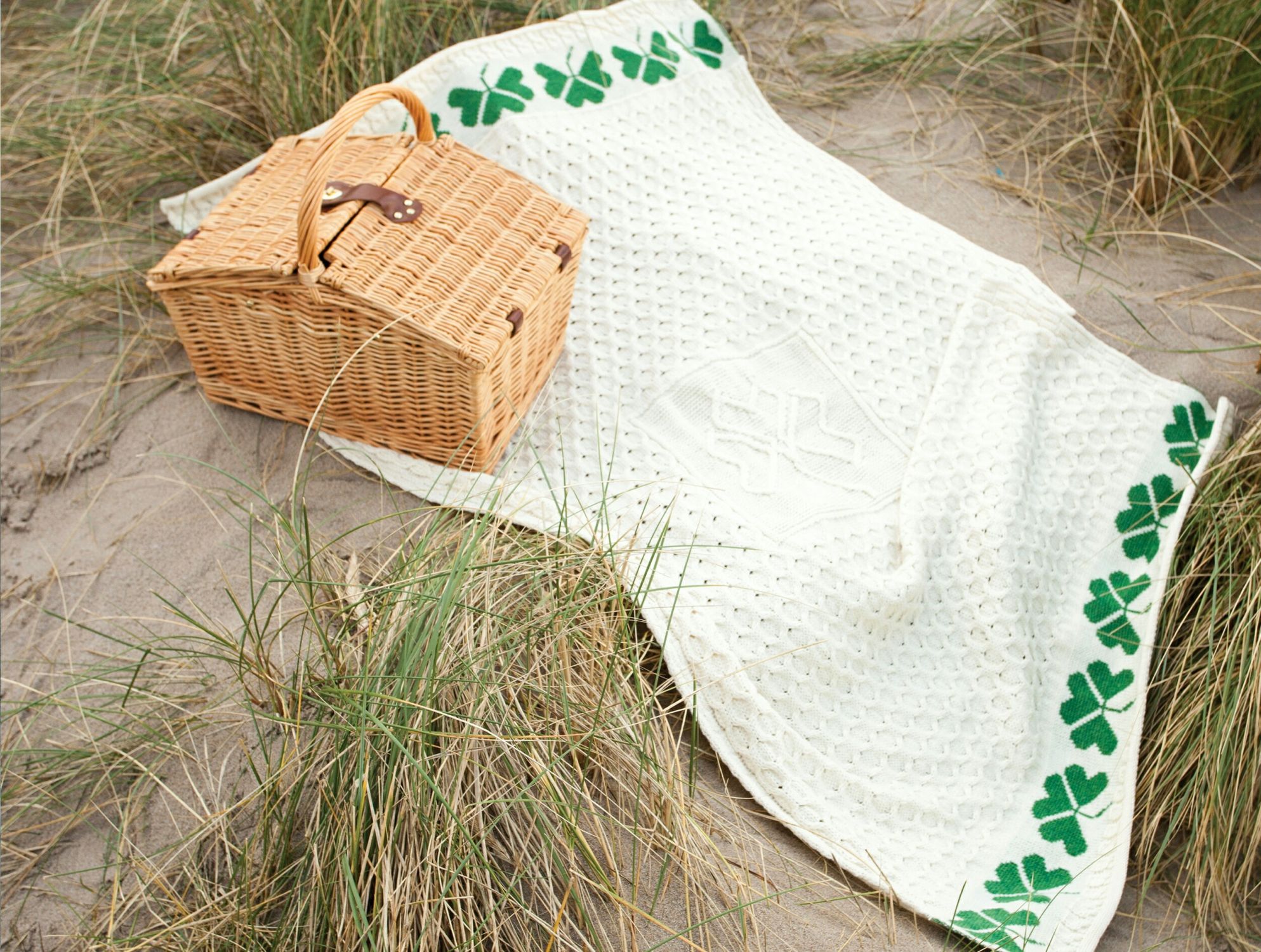 Irish Shamrock Throw - Aran Islands Knitwear