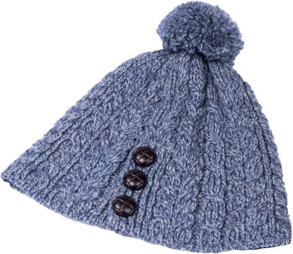 Elegant Cable Knit Hat with Traditional Buttons - Aran Islands Knitwear