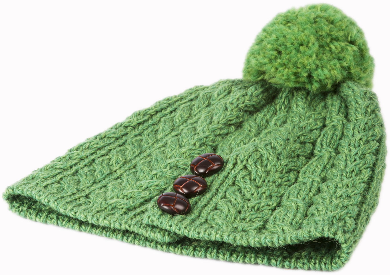 Elegant Cable Knit Hat with Traditional Buttons - Aran Islands Knitwear