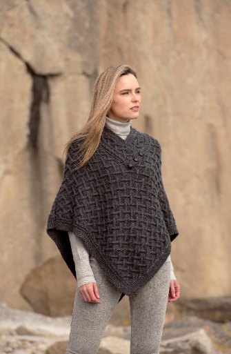 Cable Lattice Supersoft Merino Poncho - Aran Islands Knitwear