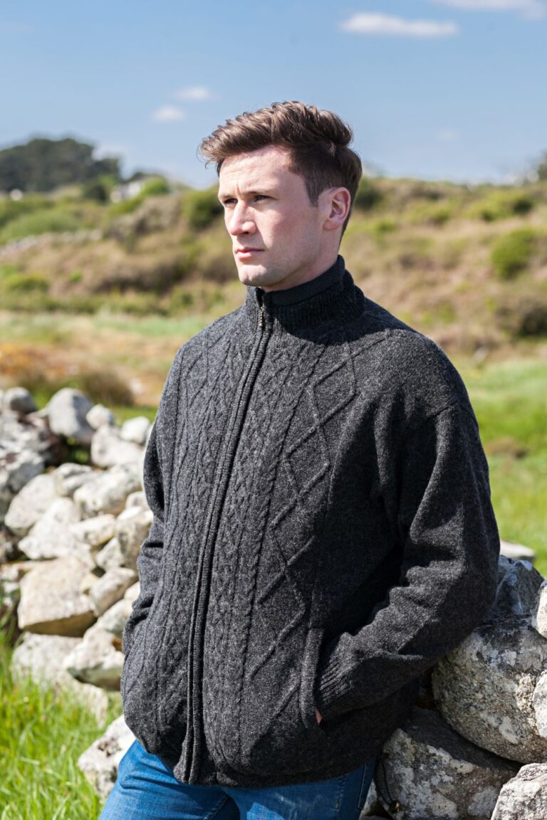 Fully Lined Irish Cardigan with Pockets - Aran Islands Knitwear